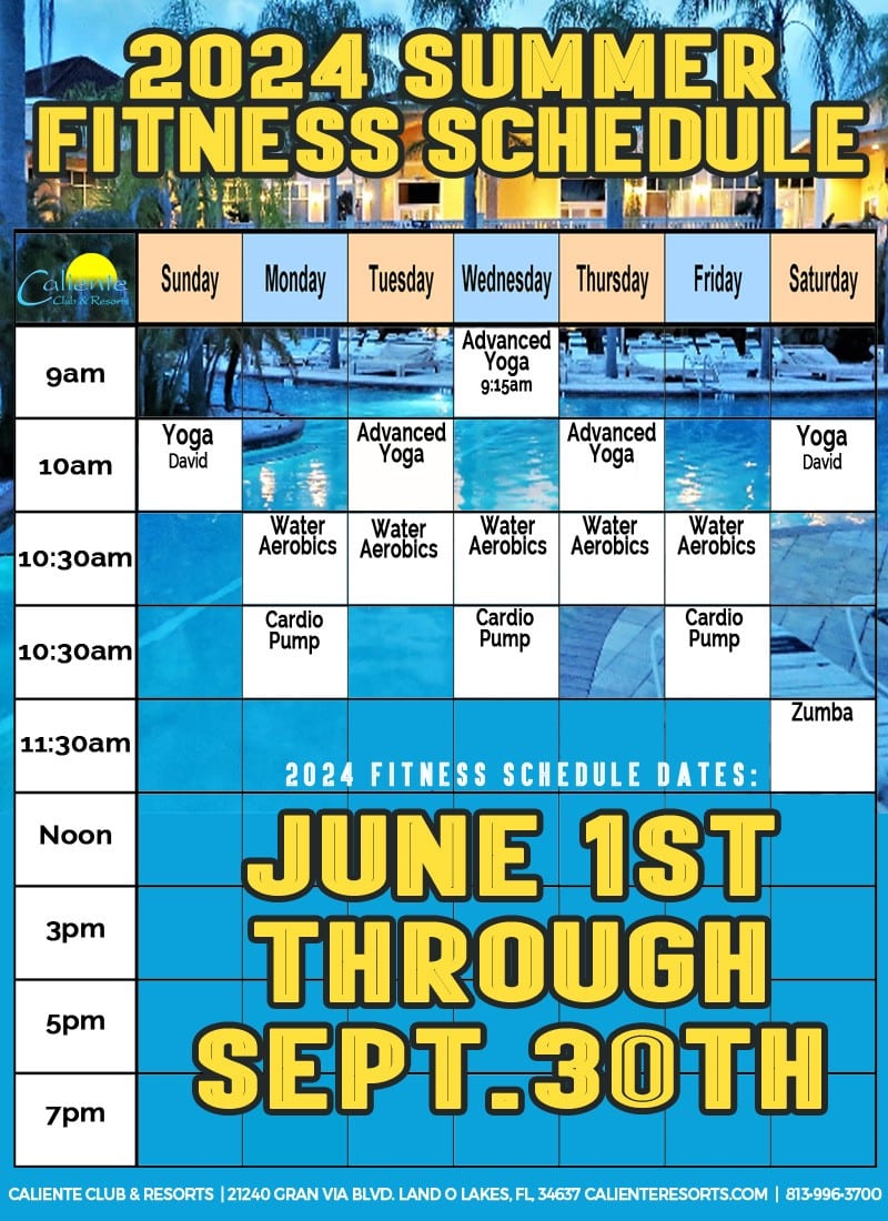 Summer Fitness Schedule – Caliente Resorts