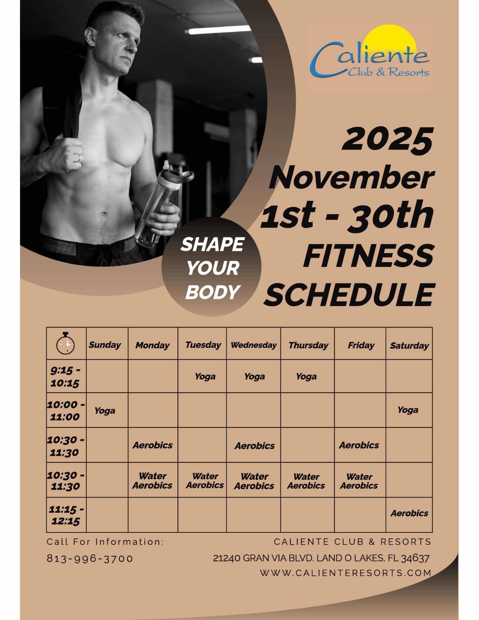 Daily Fitness Schedule – Caliente Resorts